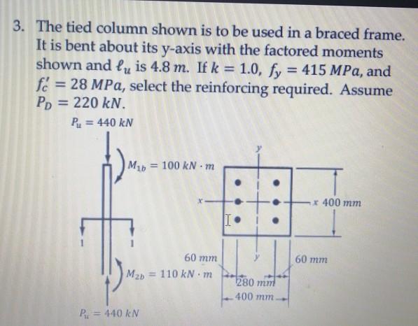 Solved 3. The tied column shown is to be used in a braced | Chegg.com
