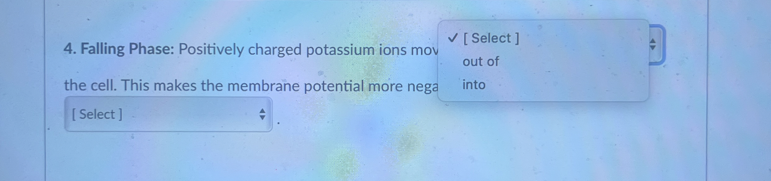 Solved Falling Phase: Positively charged potassium ions mov[ | Chegg.com