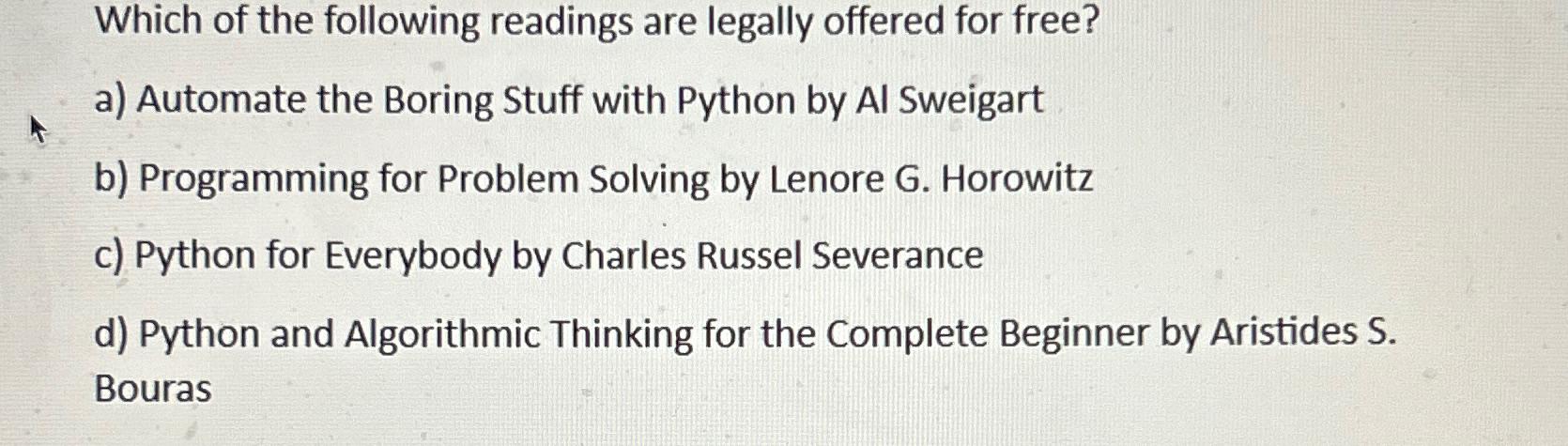 Solved Which of the following readings are legally offered | Chegg.com