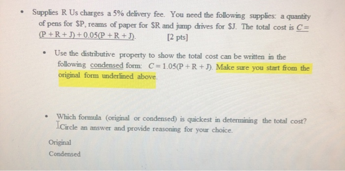 Solved • Supplies R Us charges a 5% delivery fee. You need | Chegg.com