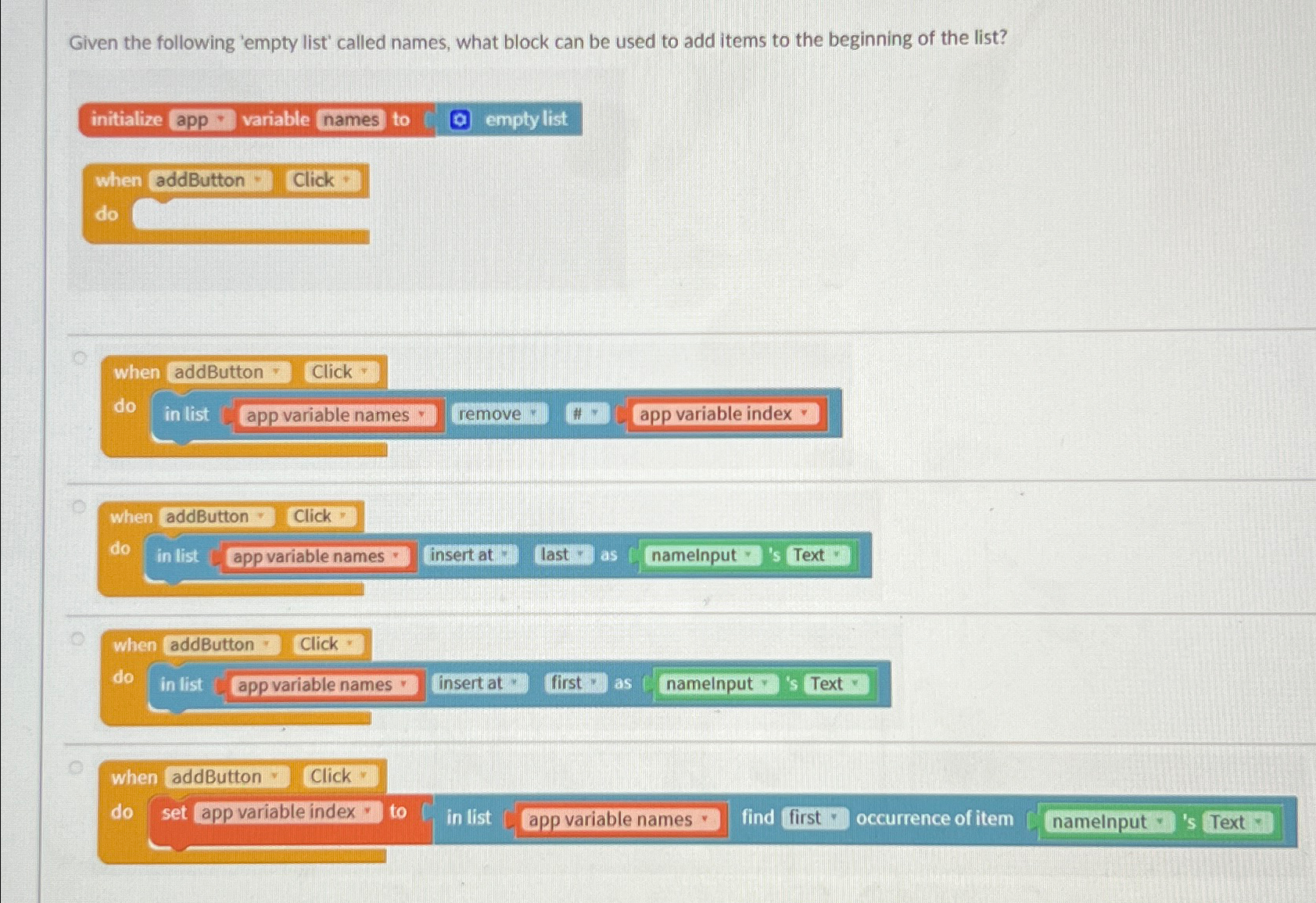 Solved Given the following 'empty list' called names, what | Chegg.com