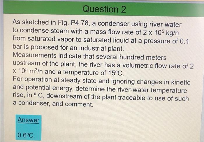 Solved Question 2 As sketched in Fig. P4.78, a condenser | Chegg.com