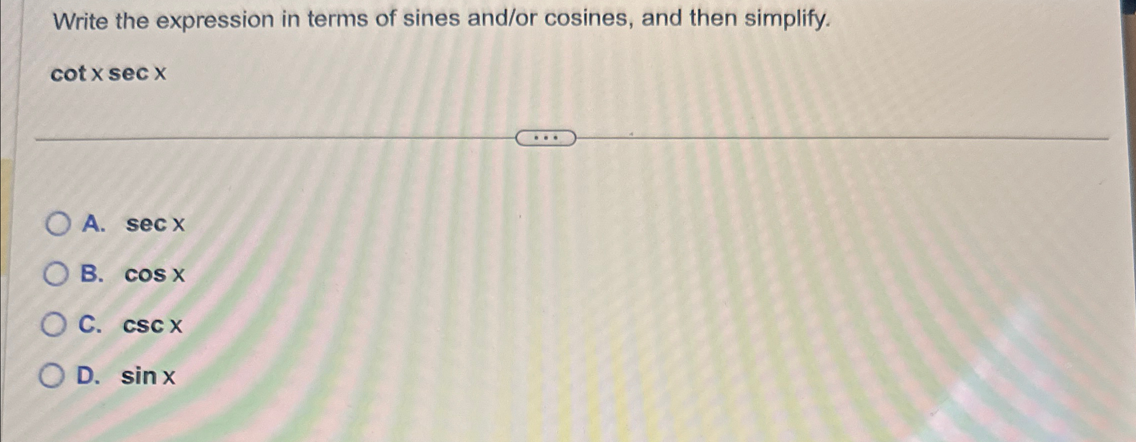 Solved Write the expression in terms of sines and/or | Chegg.com