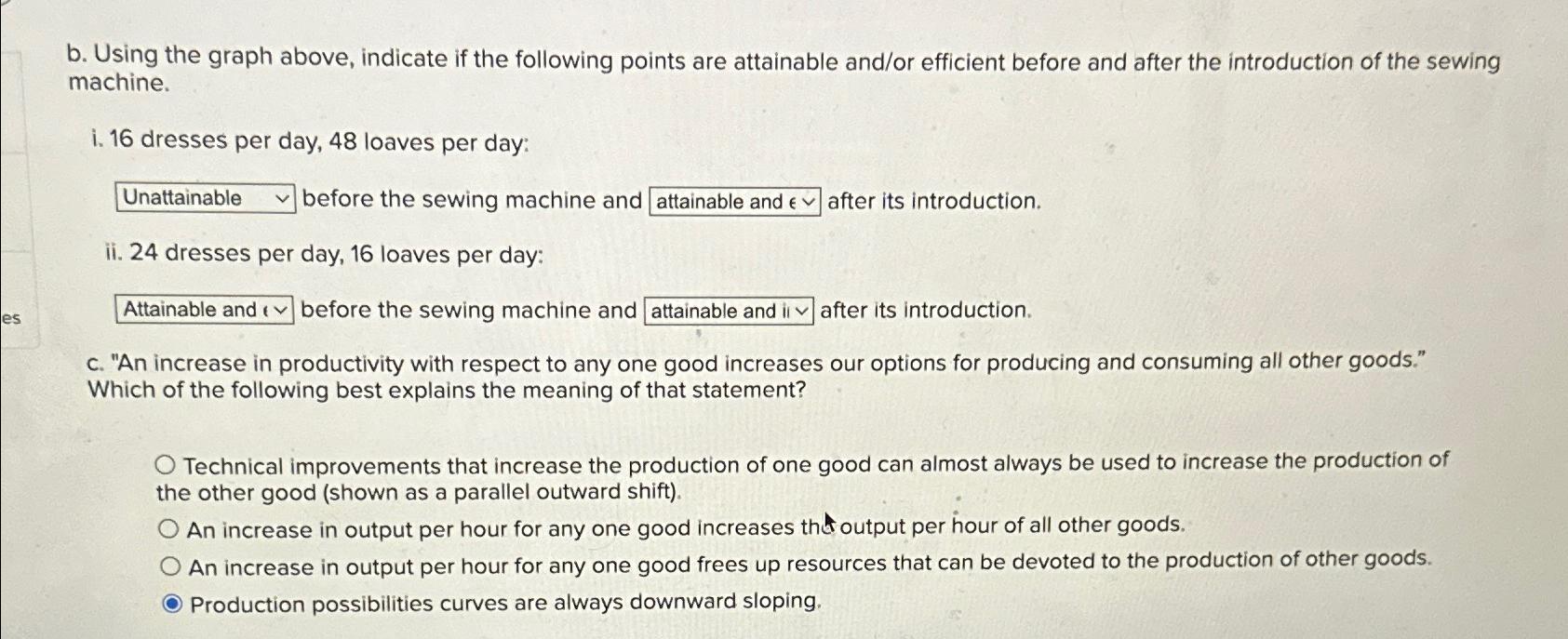Solved b. ﻿Using the graph above, indicate if the following | Chegg.com