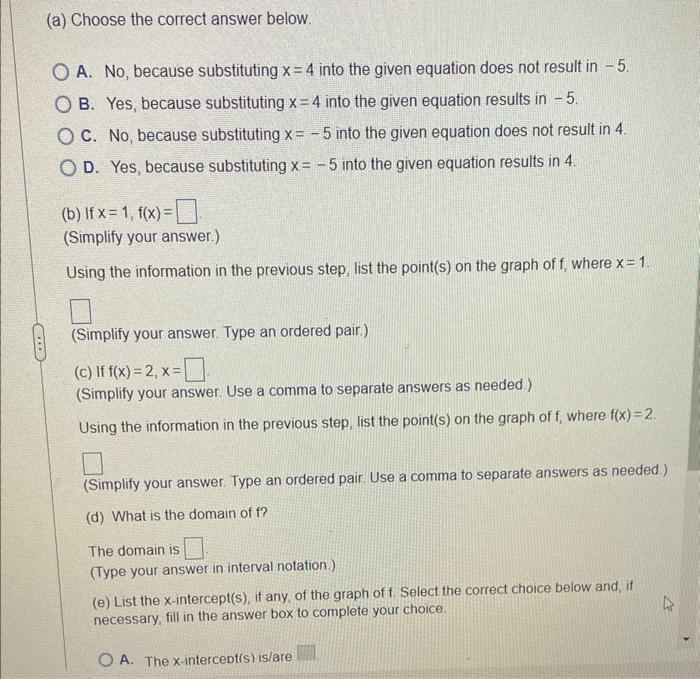 Solved Answer the questions about the following function. | Chegg.com