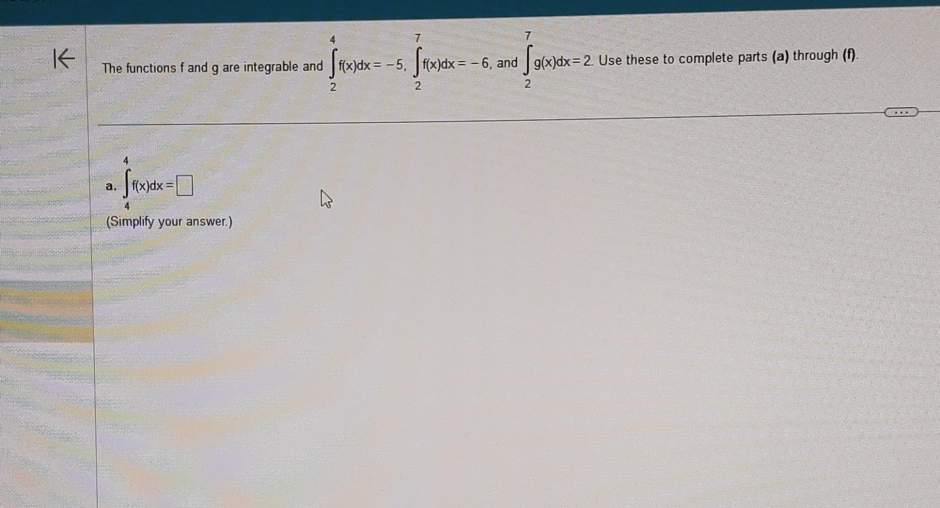 Solved The functions f and g are integrable and | Chegg.com