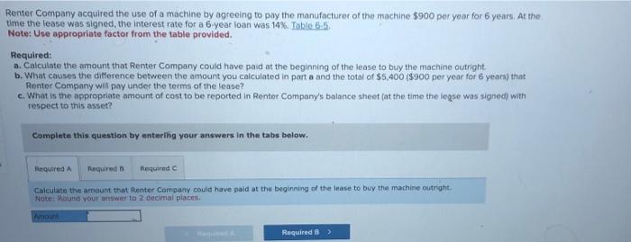 Solved Renter Company acquired the use of a machine by | Chegg.com