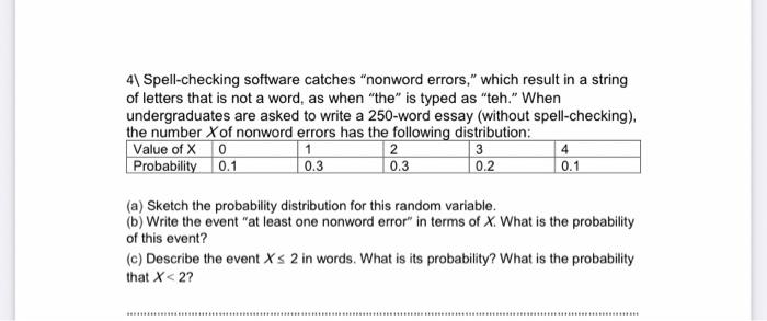 Solved 4 Spell-checking software catches "nonword errors," | Chegg.com