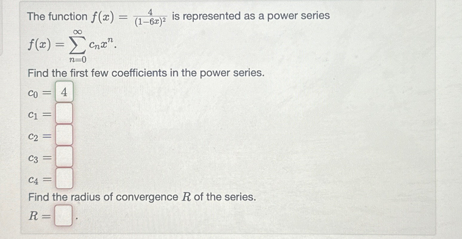 Solved The function f(x)=4(1-6x)2 ﻿is represented as a power | Chegg.com