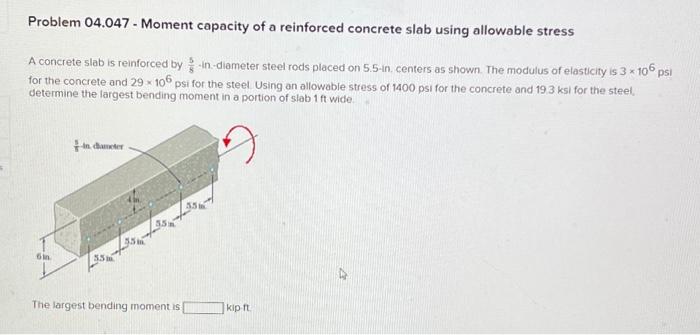 Solved Problem 04.047 - Moment capacity of a reinforced | Chegg.com