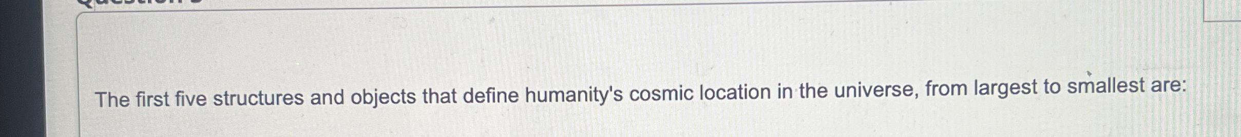 Solved The first five structures and objects that define | Chegg.com