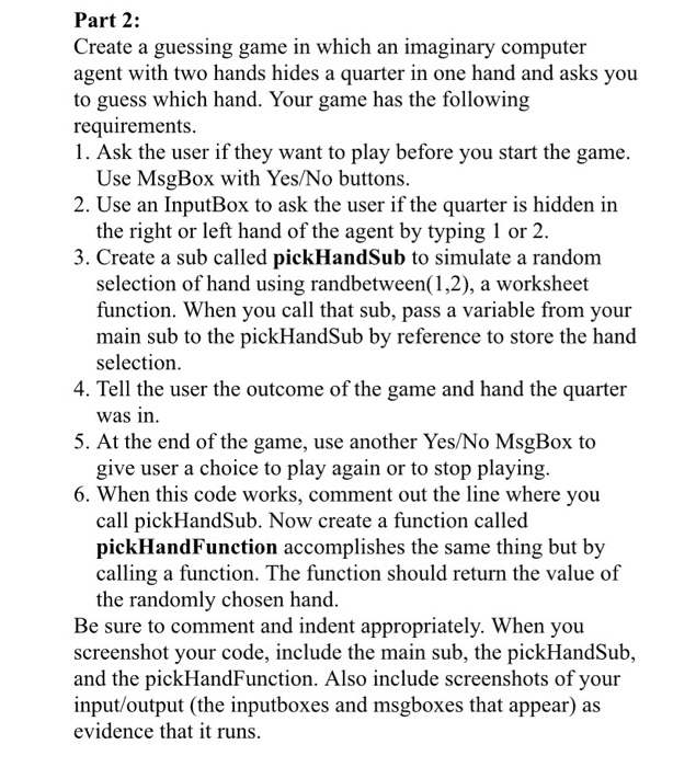 Solved Part 2: Create a guessing game in which an imaginary | Chegg.com