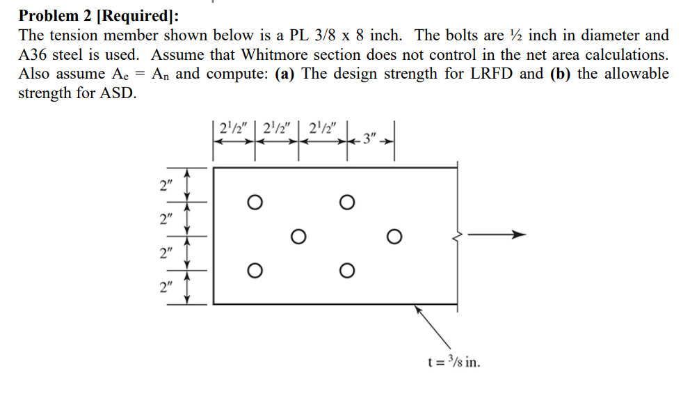 Solved Problem 2 [Required]:The tension member shown below | Chegg.com