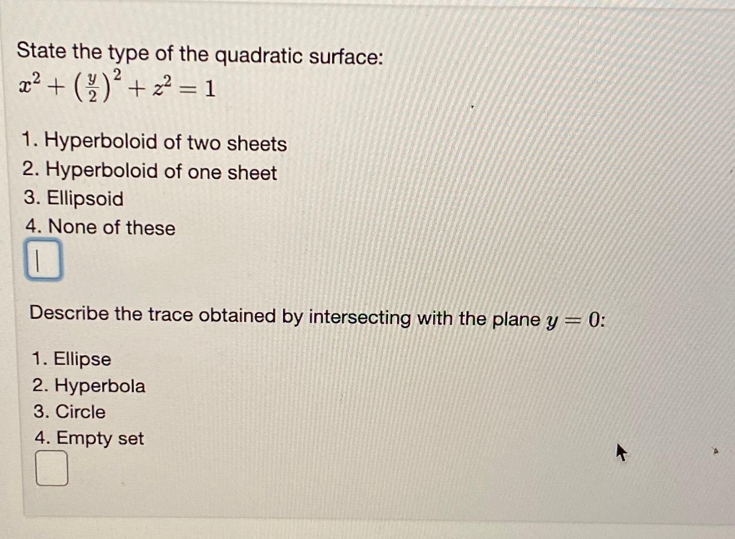 Solved State the type of the quadratic | Chegg.com
