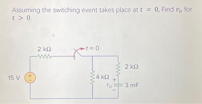 Solved Assuming the switching event takes place at t=0, Find | Chegg.com