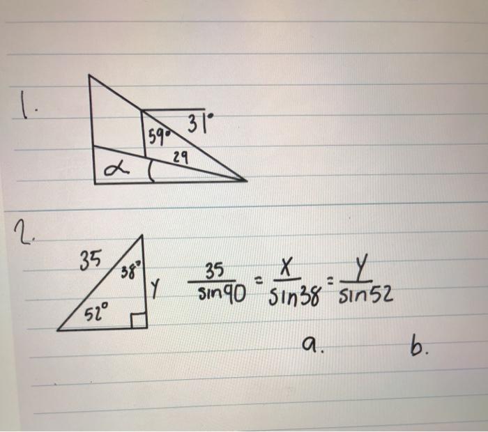 Solved . 31 1591 29 . 35 Y 1 35 X Y 보 Sin90 Sin38 sin 52 52° | Chegg.com