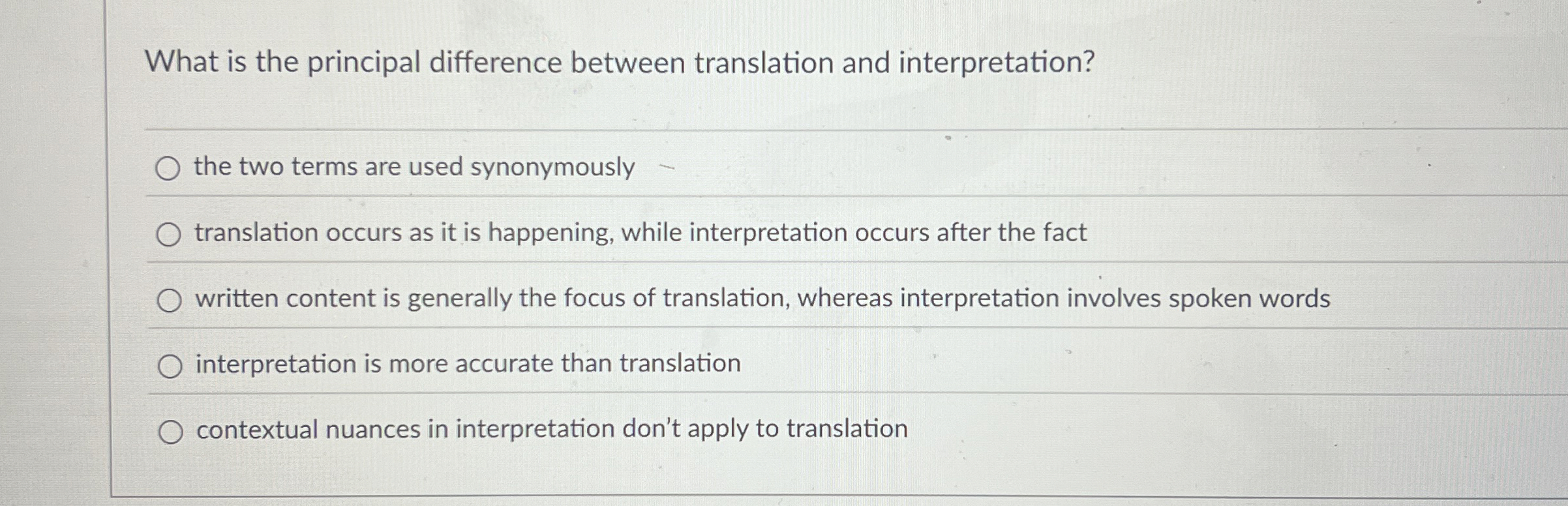 Solved What is the principal difference between translation | Chegg.com