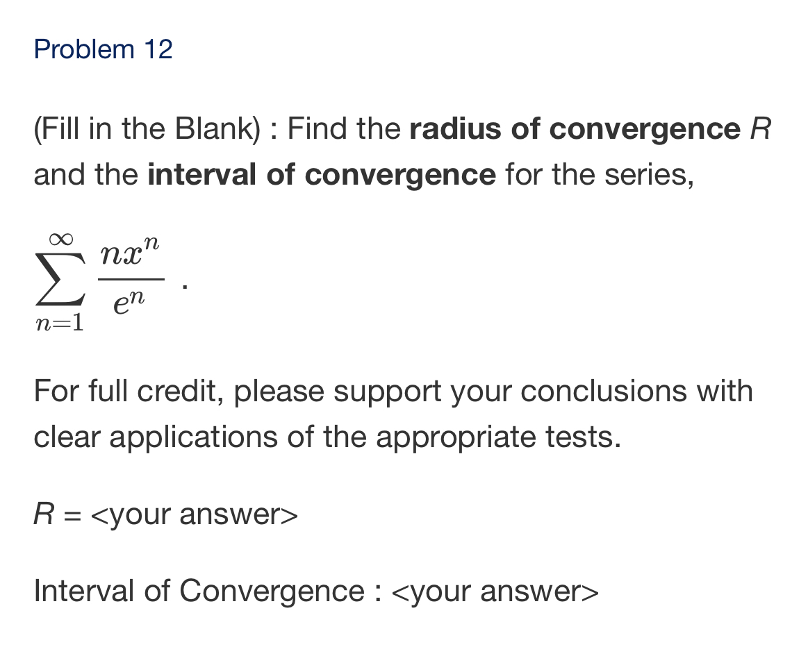 Solved Problem 12(Fill in the Blank) ﻿: Find the radius of | Chegg.com