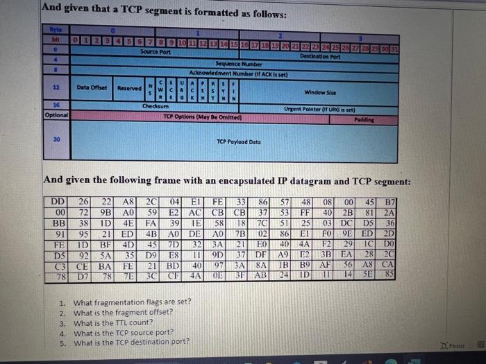 Solved Given that a frame is formatted as follows: And given | Chegg.com