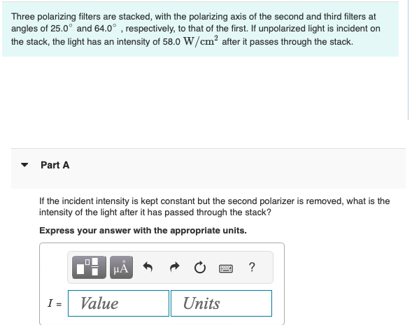 Solved Three polarizing filters are stacked, with the | Chegg.com