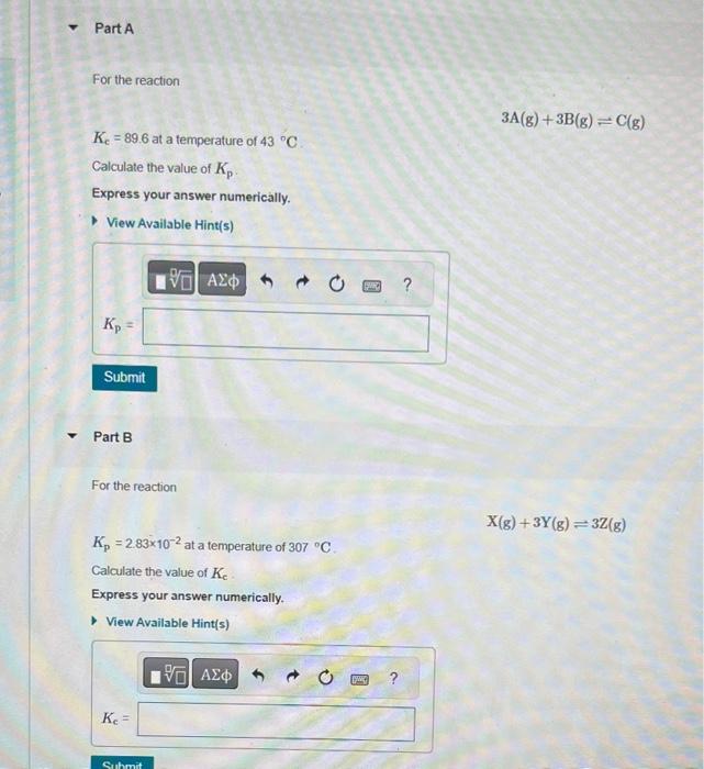 Solved The equilibrium constant, Kc, is calculated using | Chegg.com