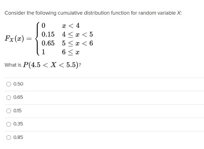 Solved Consider the following cumulative distribution | Chegg.com