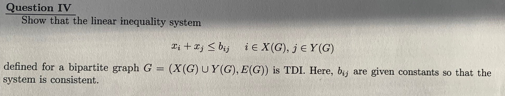 Solved Question IVShow that the linear inequality | Chegg.com