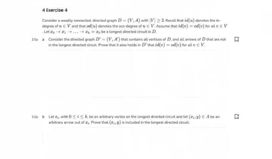 Solved 4 Exercise 4 Consider a weakly connected, directed | Chegg.com