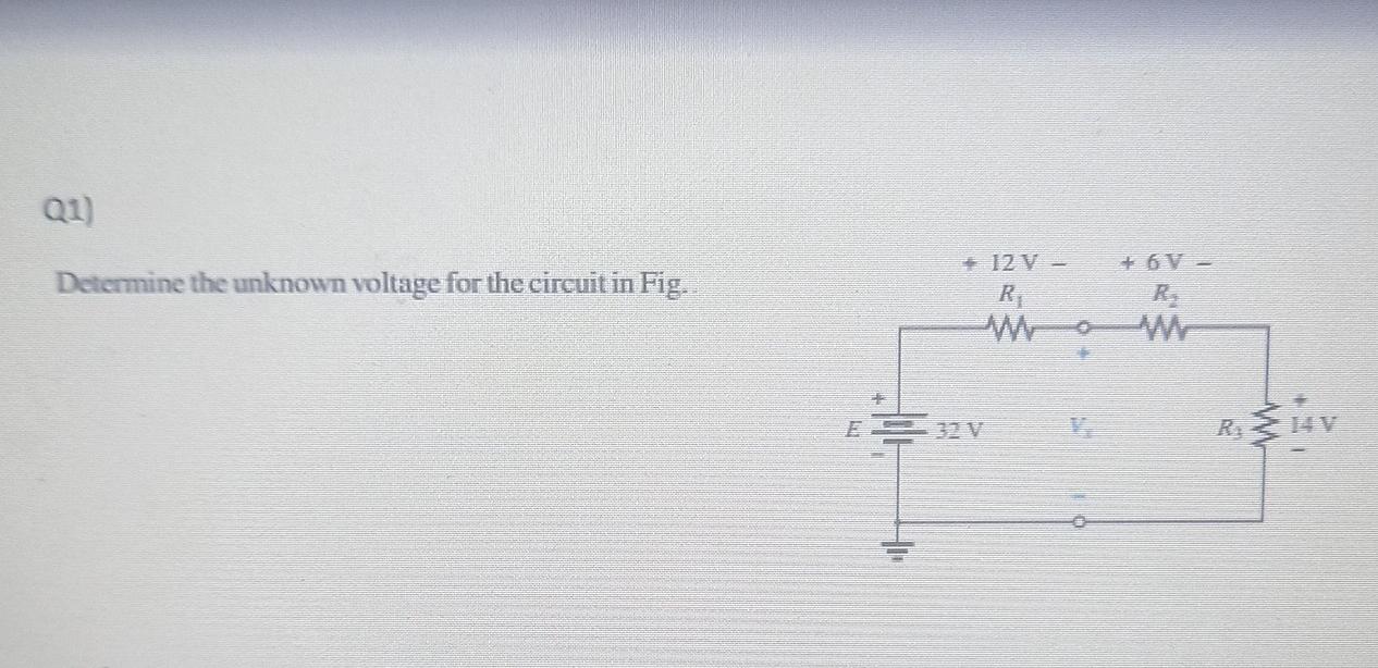 Solved Determine the unknown voltage for the circuit in Fig. | Chegg.com