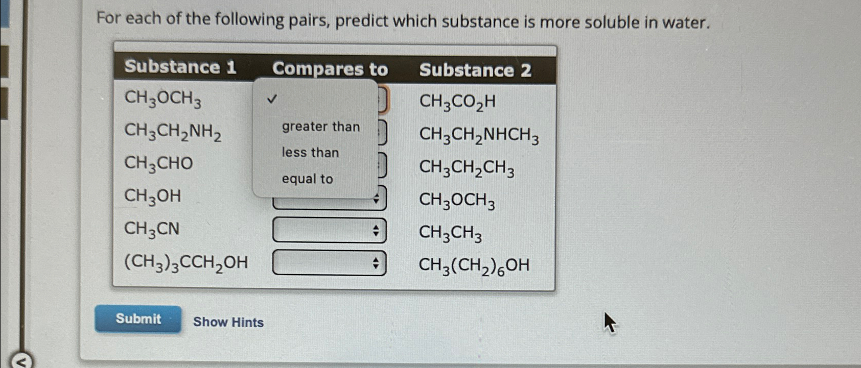 Solved For each of the following pairs, predict which | Chegg.com