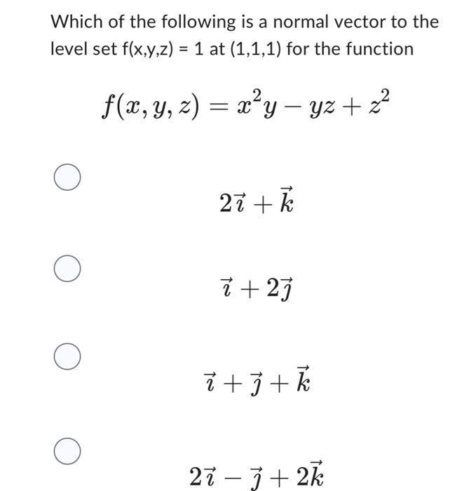 Solved Which of the following is a normal vector to the | Chegg.com
