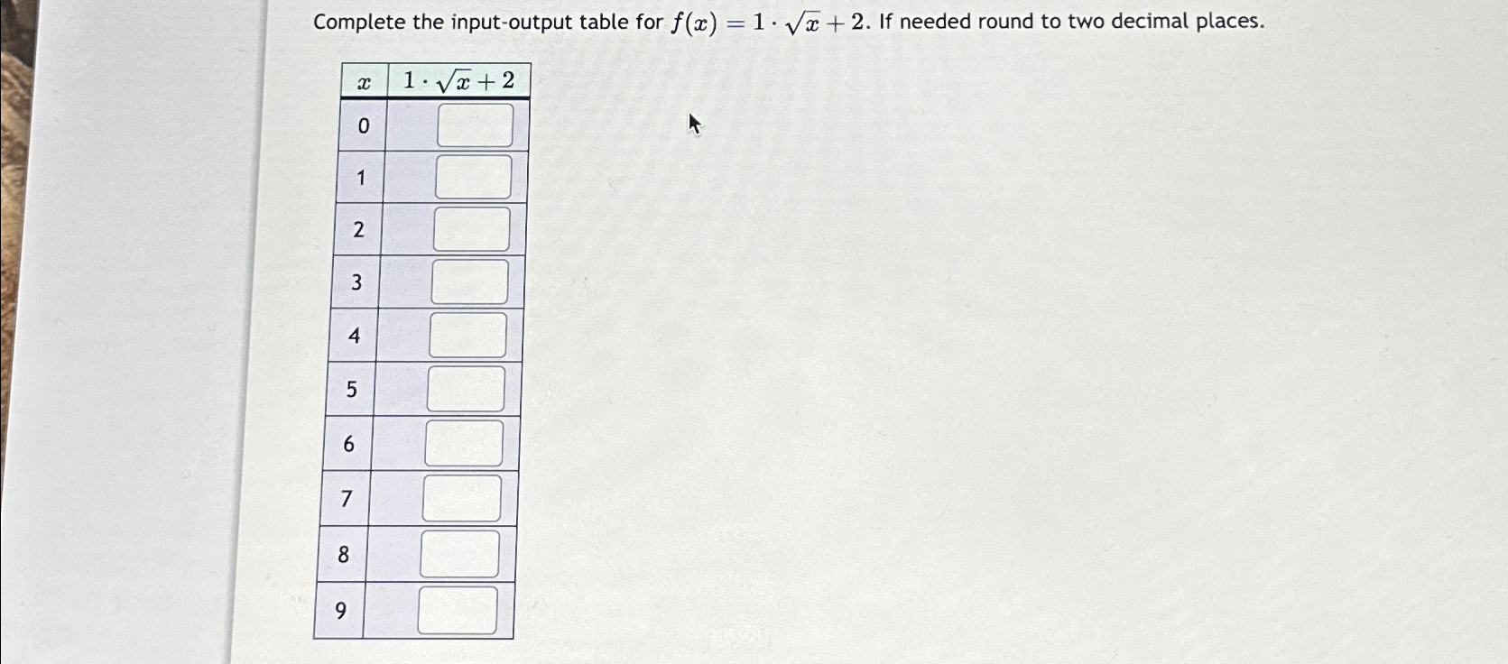 Solved Complete the input-output table for f(x)=1*x2+2. ﻿If | Chegg.com
