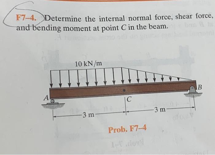 Solved F7-4. Determine the internal normal force, shear | Chegg.com Solved F7-4. Determine the internal normal force, shear | Chegg.com