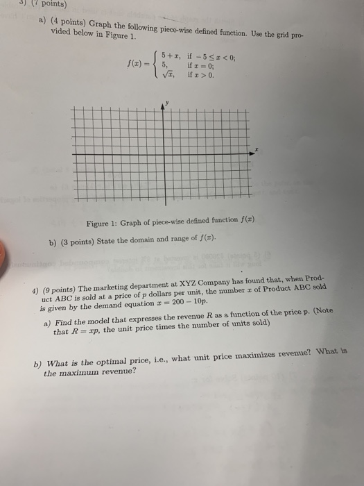 Solved a) (4 points) Graph the following piece-wise defined | Chegg.com