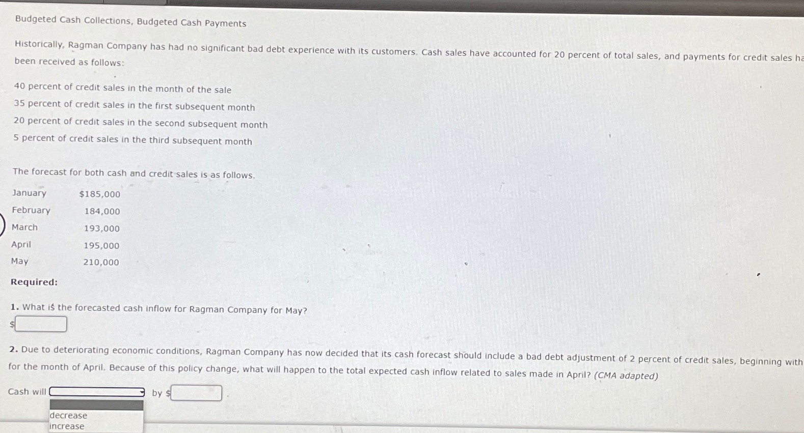 Solved Budgeted Cash Collections, Budgeted Cash Payments | Chegg.com