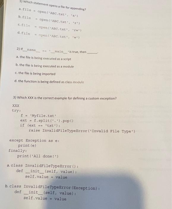 Solved b. tile = open(tABc.txt', 'r'') b.tale open ('ABC, | Chegg.com