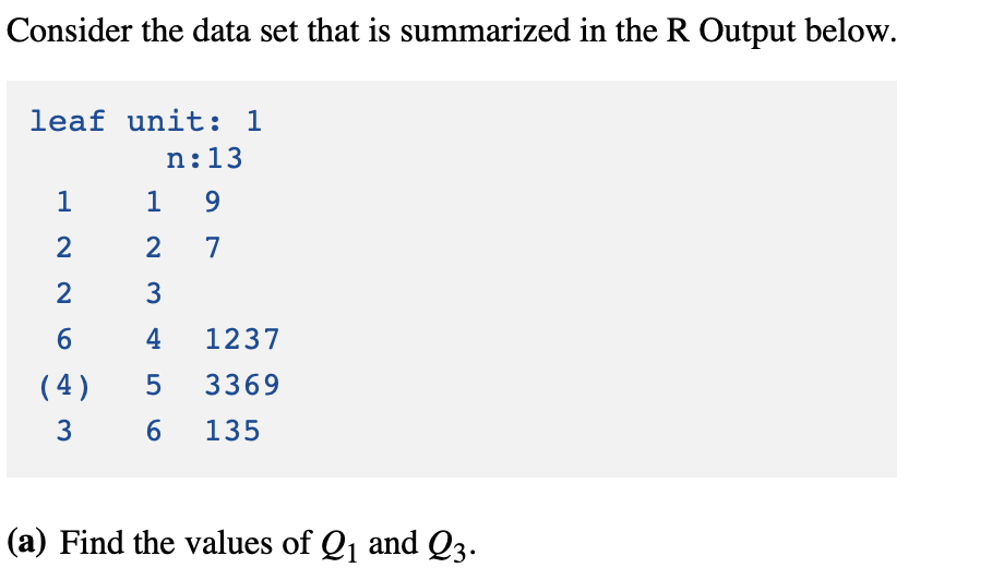 Solved Consider the data set that is summarized in the R | Chegg.com