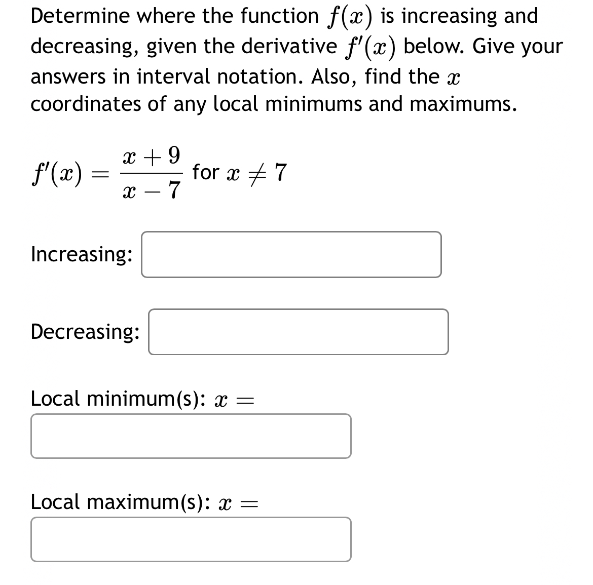 Solved Determine Where The Function F X ﻿is Increasing And