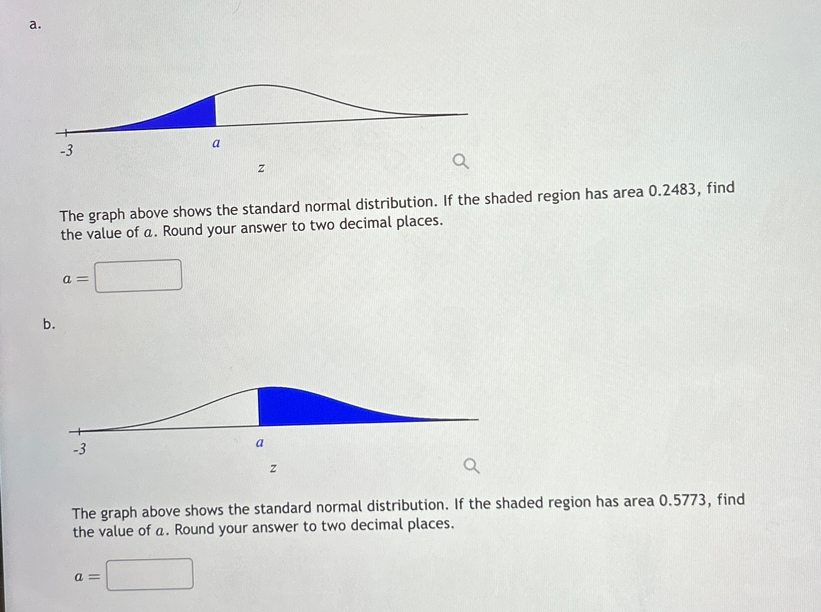 Solved a.The graph above shows the standard normal | Chegg.com