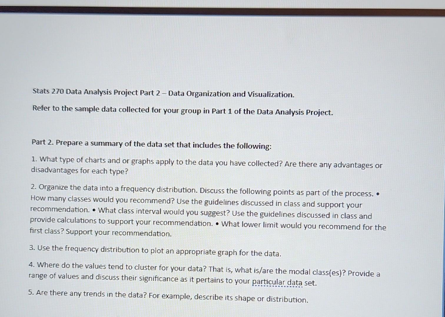 Solved Part 1 Full Data Set Steps taken to create the sample | Chegg.com