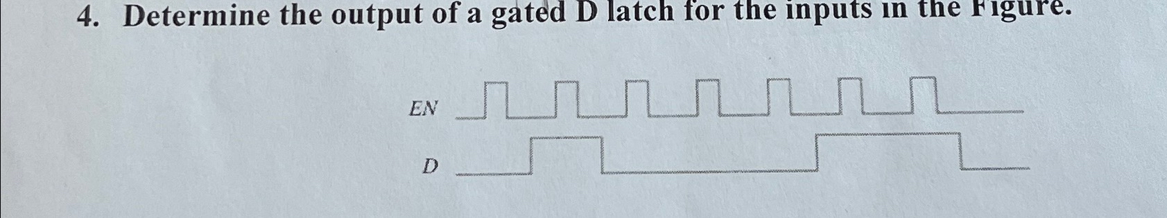 Solved Determine the output of a gated D latch for the | Chegg.com