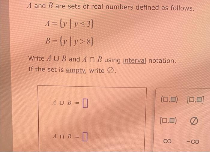 Solved A and B are sets of real numbers defined as follows. | Chegg.com ... Solved A and B are sets of real numbers defined as follows. | Chegg.com ...