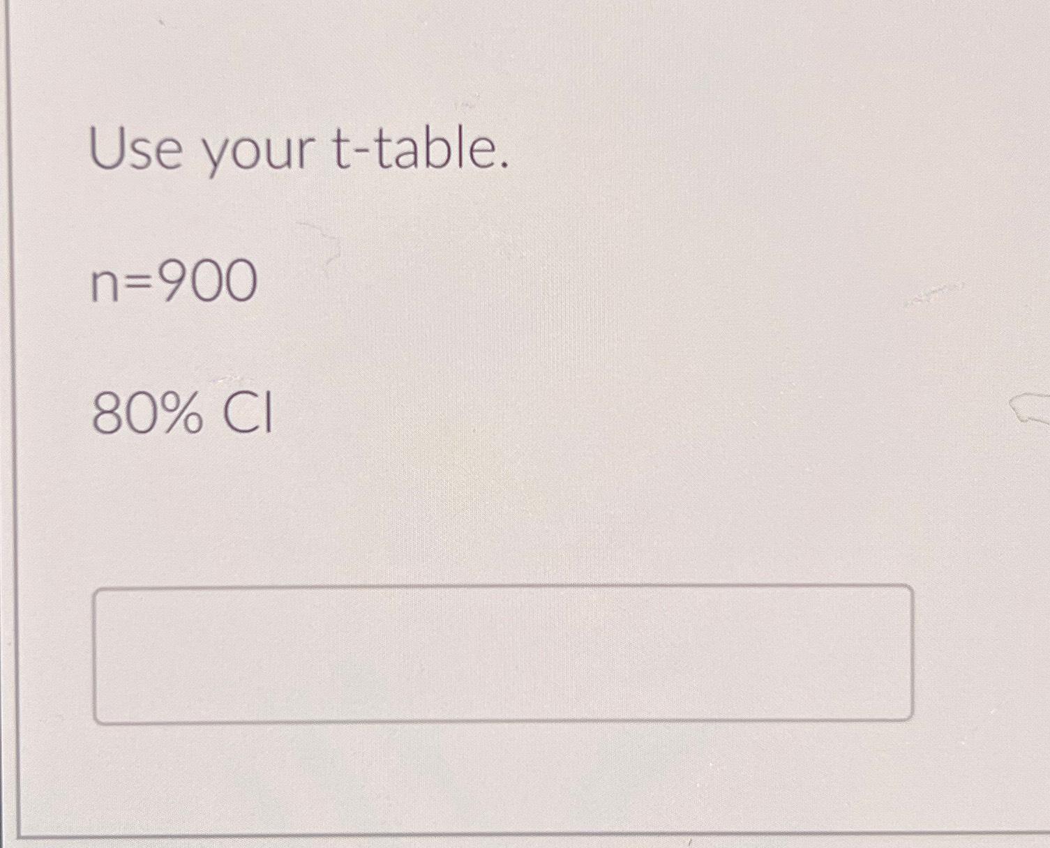 Solved Use your t-table.n=90080%Cl | Chegg.com