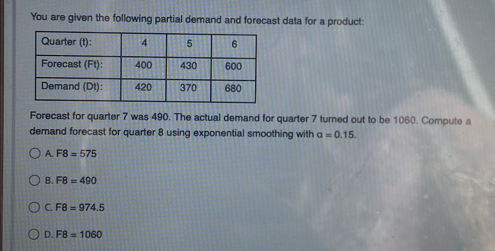 Solved You are given the following partial demand and | Chegg.com