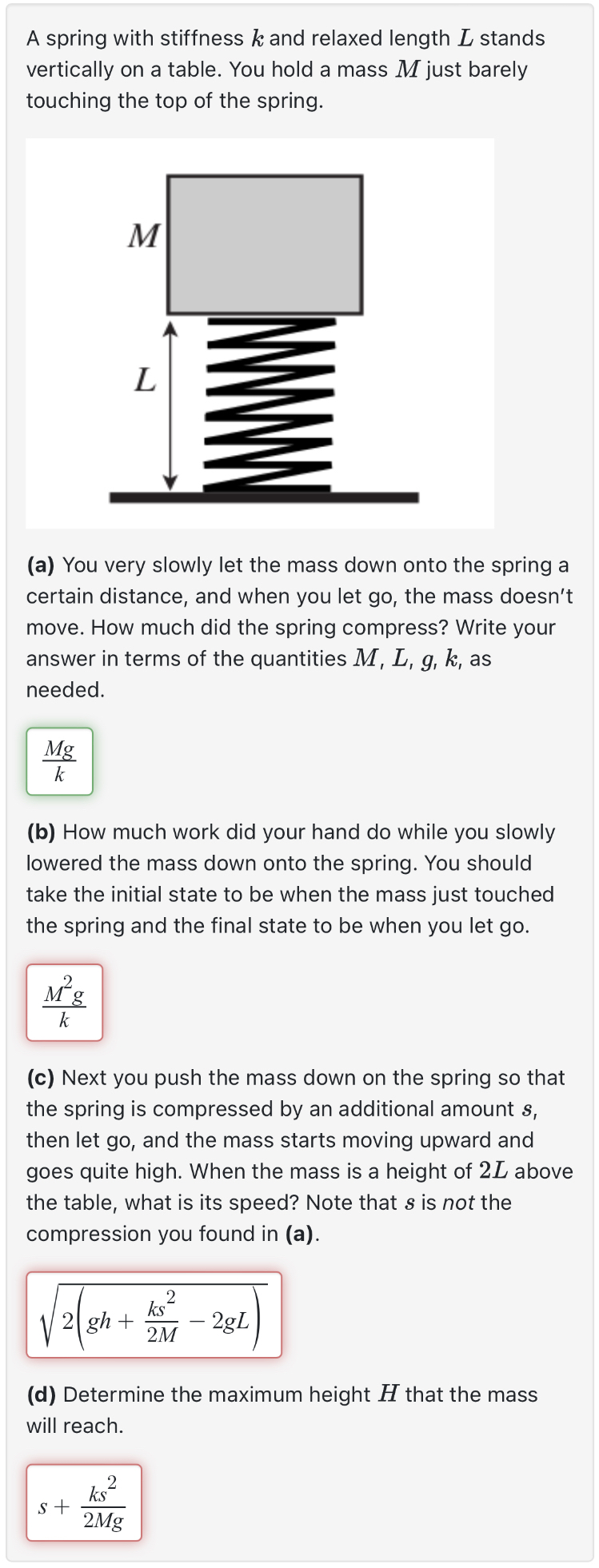 Solved A spring with stiffness k ﻿and relaxed length L | Chegg.com