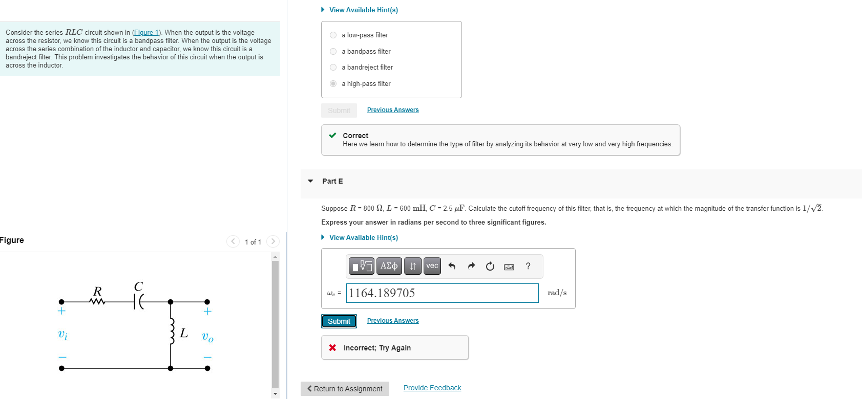 Solved View Available Hint(s)Consider the series RLC | Chegg.com
