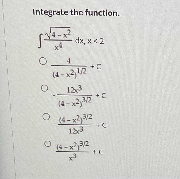 Solved Integrate the function. | Chegg.com