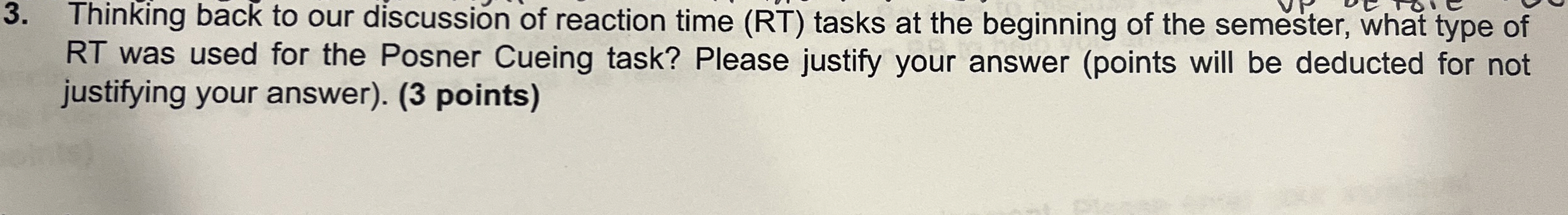 Solved Thinking back to our discussion of reaction time (RT) | Chegg.com
