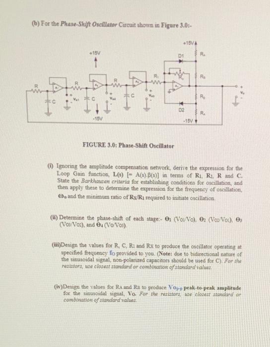 Solved (b) For the Plane-Shift Oscillator Circuit shown in | Chegg.com
