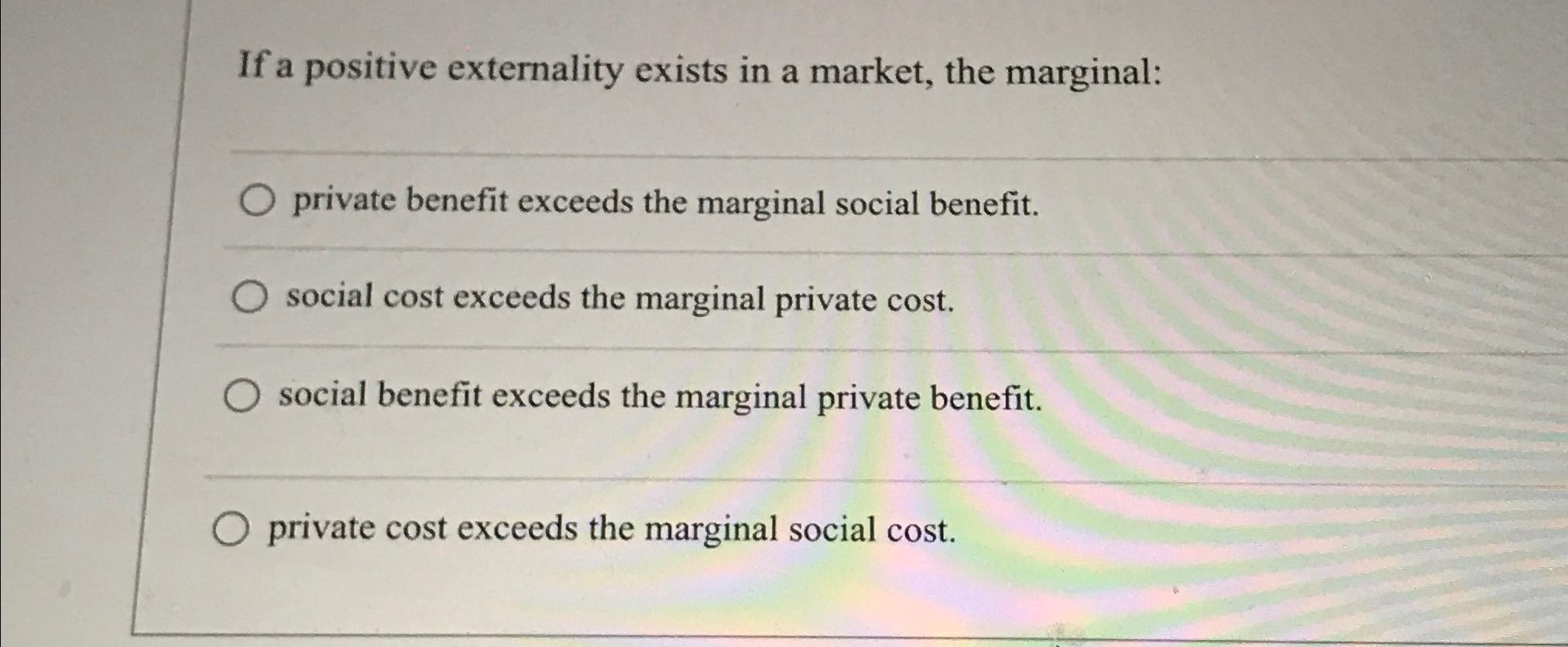 Solved If a positive externality exists in a market, the | Chegg.com